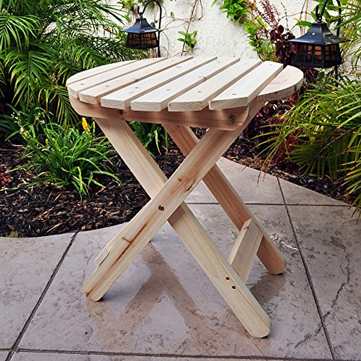 Shine Company 4108N Adirondack Round Folding Side Table – Natural