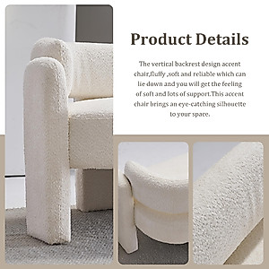 Yoglad Boucle Modern Curved Loveseat Sofa,Contemporary Small Couch,Teddy Upholstered Leisure Sofa,for Living Room,Bedroom,Reading Lounge(3 Piece Set Beige)