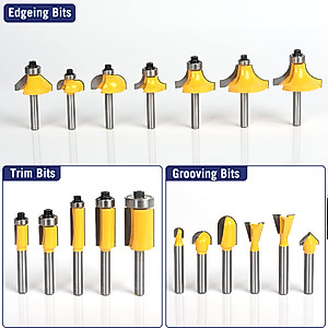 MNA Router Bits 35 Pcs Set, 35 Pieces 1/4 Inch Shank Router Bit Kit. American Router Bit Set Complete Set.