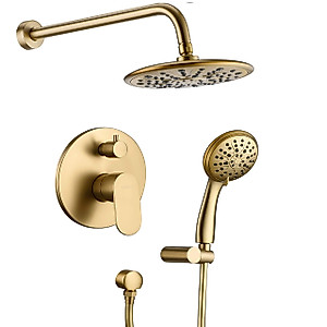 GABRYLLY Shower System, Shower Faucet Set Complete with High Pressure 8" Rain Shower head and Handheld Shower Set, Wall Mounted Rainfall Shower Fixtures with Valve and Diverter, Brushed Nickel