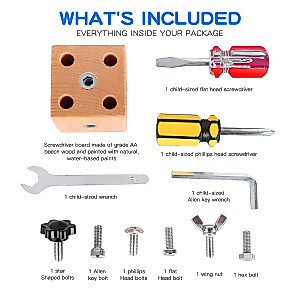 Fine Motor Skills Toys for 3 4 5 Year Old Montessori Screwdriver Board Set for Kids Preschool Learning Toys Wooden Tool Set for Toddlers 1-3 Occupational Therapy Toys Screw Driver Activities Tools