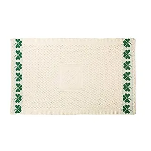 SAOL Irish Shamrock Aran Throw Blanket -100% Merino Wool - Honeycomb Pattern - Natural / 40'' x 60''/100 cm x150 cm