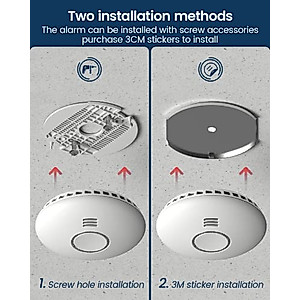 Ecoey WiFi Smoke Detector, WiFi Smoke Alarm with Photoelectric Technology and LED, Smoke Alarm with Test&Silence Function and Low Battery Warning for Home (Not 5G), TUYA APP, FJ158D-H04, 2 Packs