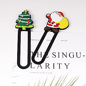 2 Pack Christmas Bookmarks for Kids 3D Non-Slip Santa Claus Bookmark and Page Holder Unique Gift Idea PVC Book Marker and Reading Accessories for Christmas Gift,100th Day of School Gift,Students