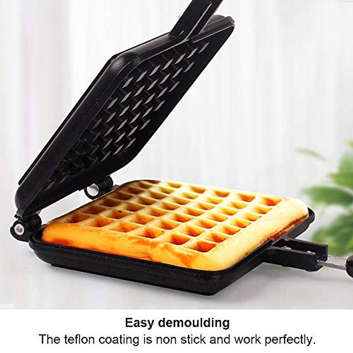 Baffect Non-stick Waffle with 5 Inches Easy Cleanup Surfaces, Portable Stove Top Aluminum Waffle Maker Pan Perfect for Family Breakfast Baking