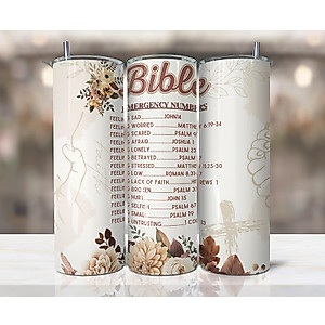 Bible Emergency Numbers Tumbler Sublimation Transfer, Ready to Press, 20 oz Straight Tumbler, Psalms Christian Transfer for Tumbler
