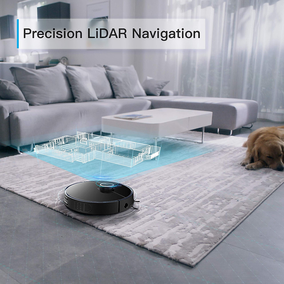 + 360 S7 Pro Robot Vacuum and Mop, LiDAR Mapping, 2650 Pa, No-Go Zones, Selective Room Cleaning, Self Charge and Resume, Compatible with Alexa and Google Assistant (Renewed)