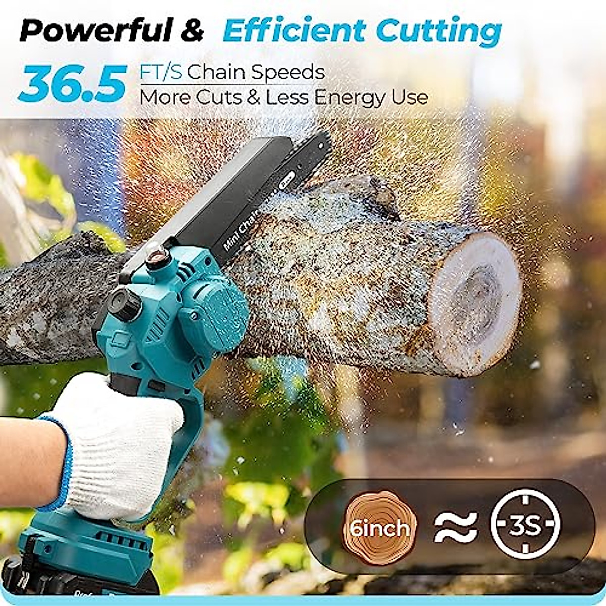 Mini Chainsaw Cordless 8 inch & 6 inch, 2023 Upgraded Brushless Mini Chainsaw with Auto Oiler, 2*2.0Ah Batteries Mini Electric Chainsaw, Portable Handheld Small Chainsaw for Garden Courtyard Cutting