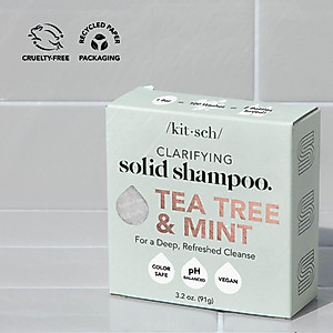 Kitsch Tea Tree & Mint Anti-Dandruff Shampoo Bar - Vegan, Natural, Paraben & Sulfate Free | For Itchy Scalp & All Hair Types | Made in US, 3.2oz