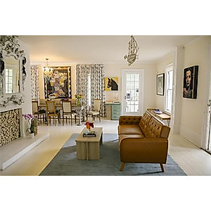 Novogratz Tallulah Memory Foam Futon, Convertible Couch, Camel Faux Leather