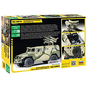 Zvezda 3682 - Russian GAZ Armored Vehicle with at Missile System Kornet-D - Plastic Model Kit - Scale 1/35 236 Parts Lenght 6.5" / 16.2 cm
