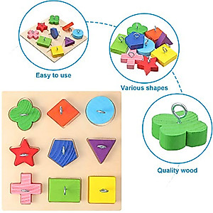 Frienda 4 Pieces Bird Training Toy Set Include Wooden Bird Block Puzzle Toy Parrot Training Basketball Colorful Stacking Rings Toy Birds Swing Perch for Parrots