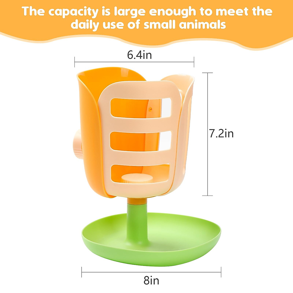 VCZONE Anti-Waste Large Capacity Hay Feeder for Guinea Pig, Rabbit, Chinchilla - 2 in 1, Orange