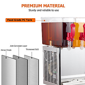 Towallmark 7.9 Gal/30L Commercial Beverage Dispenser Cooler, 3 Tanks Cold Drink Dispenser with Thermostat Controller 45℉-54℉, Stainless Steel Drink Machine for Restaurant Bar Home Party