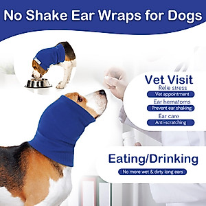 Nanaki Upgraded Dog Calming Hoodie Anxiety Relief, No Shake Ear Wraps for Dog, Soft Dog Hematoma Ear Wrap Anti-slip Dog Head Muffs Ear Protection Dog Head Cover Grooming Force Drying Bathing Fireworks