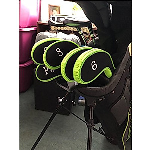 Sword &Shield sports Neoprene Zipper Golf Club Iron Head Covers Iron Covers 10pcs/Set(Green&Black)