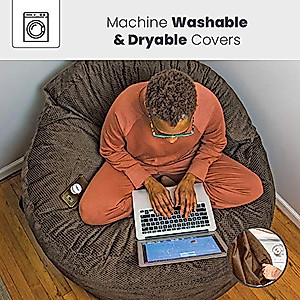 CordaRoy's Chenille Nest Bean Bag Chair, Convertible Chair Folds from Chair to Bed, As Seen on Shark Tank, Espresso, Queen