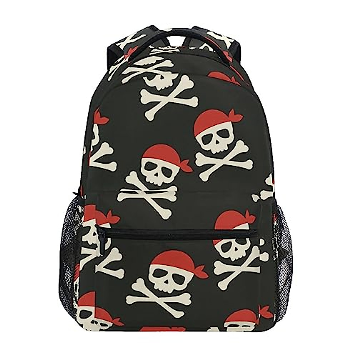 ZENWAWA Pirate Skulls Kids Backpack with Name Tag Slot Big Capacity School Bag Simple Modern 16 IN