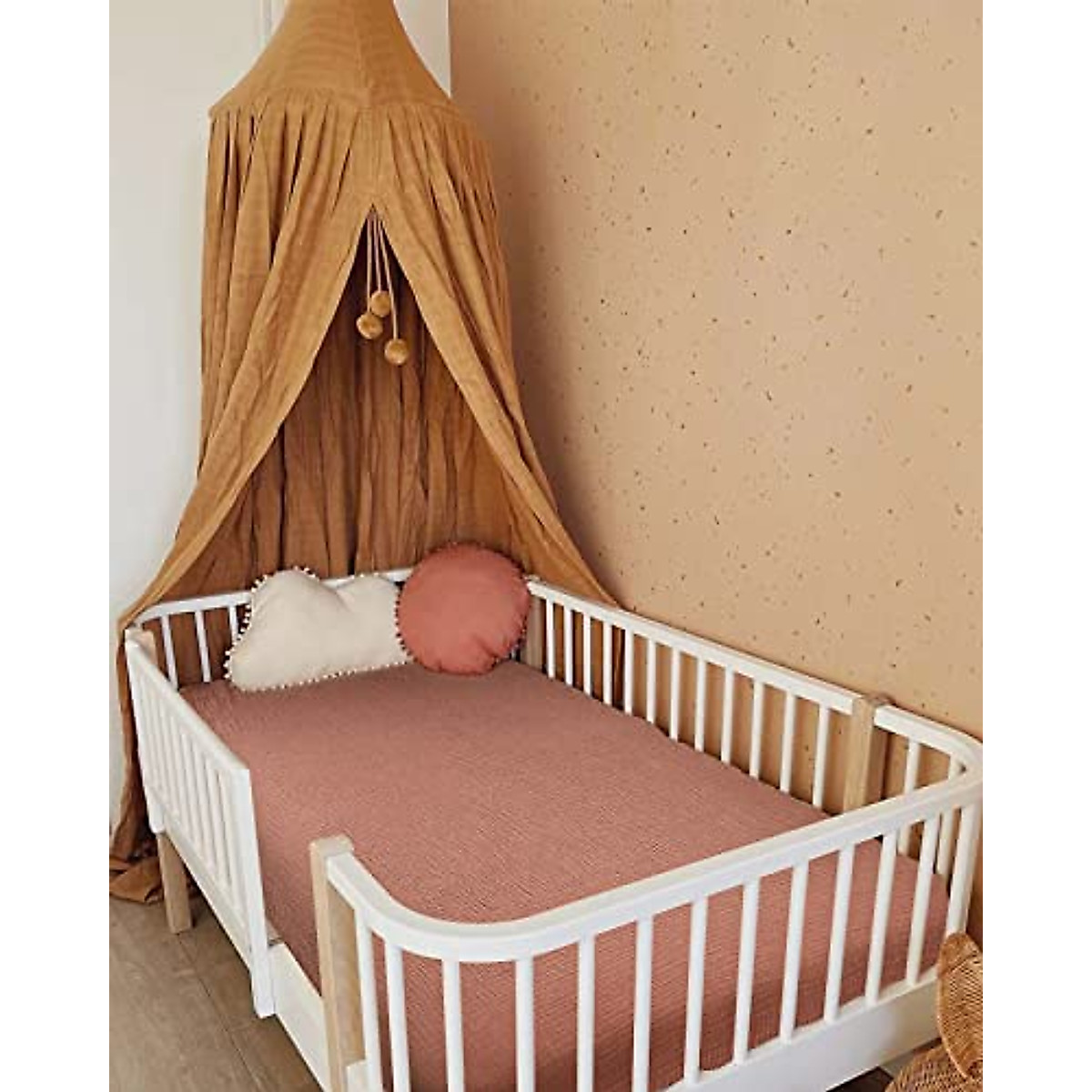 Crib Sheets for Boys Girl, Fitted Baby Toddler Bed Sheets 28" x 52", Neutral Muslin Cotton Crib Mattress Sheet with Boho Style, Soft and Breathable Comfort (Dusty Rose)