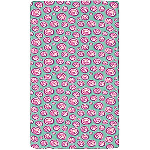 Pink Polka Dots Themed Fitted Mini Crib Sheets,Portable Mini Crib Sheets Soft & Stretchy Fitted Crib Sheet-Great for Boy or Girl Room or Nursery,24“ x38“,Pink Pale Pink Sea Green White