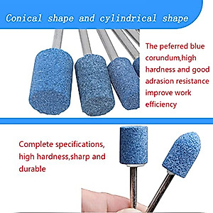 100 Pcs 𝐑𝐨𝐭𝐚𝐫𝐲 𝐆𝐫𝐢𝐧𝐝𝐢𝐧𝐠 𝐒𝐭𝐨𝐧𝐞𝐬 - 1/8 Inch Shank Abrasive Mounted Stone Grinding Bits for Dremel Rotary Tools (Blue)