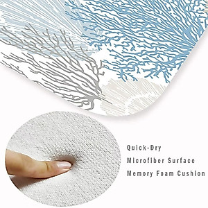 Beach Coastal Runner Rug for Hallway 2x6 Starfish Ocean Theme Throw Rug Teal Blue Area Rug Nautical Hallway Rugs Non-Slip Floor Carpet for Bedroom Laundry Room Entrance Door Mat Washable Kitchen Rugs