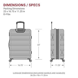 SwissGear 7366 Hardside Expandable Luggage with Spinner Wheels, Coral Almond, Checked-Medium 23-Inch