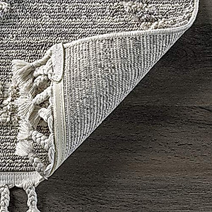 nuLOOM Skylar Textured Trellis Tasseled Runner Rug, 2' x 6', Beige