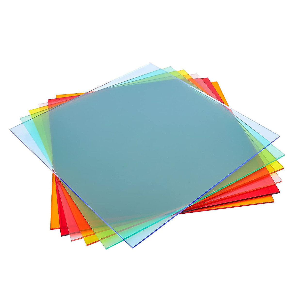 Okuna Outpost 6 Pack Colored Acrylic Sheets 1/8 Thick, Translucent Plastic Plexiglass for Laser Cutting (12x12 in, 6 Colors)
