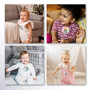 24 Pack Baby Month Stickers and Milestone Stickers by Kenco® - Track Your Baby's First Year Month-by-Month and Holidays! Boys and Girls' Available (Girls Unicorn)