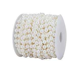 YoungJewl 8mm Crafts Faux Pearl Beads Garland Pearl Bead Roll Strand of Pearls to Decorate Floral Centerpieces Wedding Party Favor Christmas Tree(33 Feet Ivory)