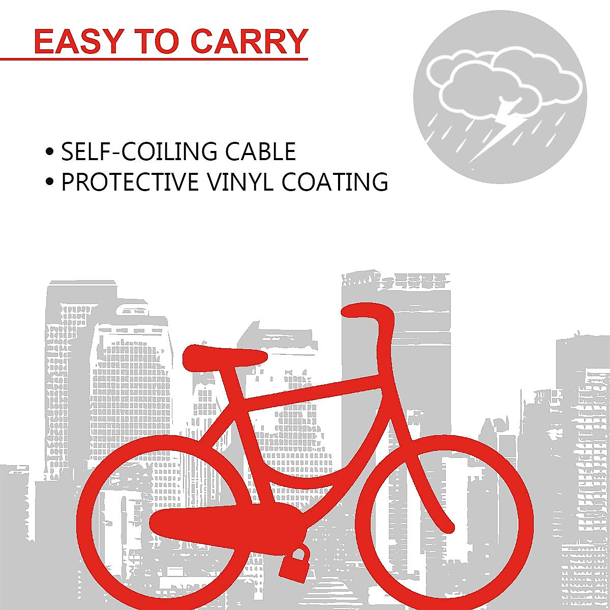 MASTER LOCK Bike Lock Cable [Combination] [1,2 m Coiling Cable] [Outdoor] [Random Color] 8143EURDPROCOL - Ideal for Bike, Electric Bike, Skateboards, Strollers, Lawnmowers and other Outdoor Equipments