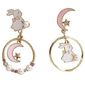 Kawaii Earrings Aesthetic Earrings Bunny Earring Cool Earrings Kawaii Jewelry Cute Earrings Aesthetic Preppy Earrings Cottagecore Earrings Pastel Jewelry Dangle Pearl Earrings