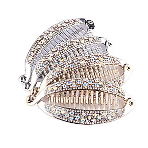 UUYYEO 4 Pcs Shining Rhinestone Banana Hair Clip Hair Claw Grip Fishtail Clip Comb Headdress