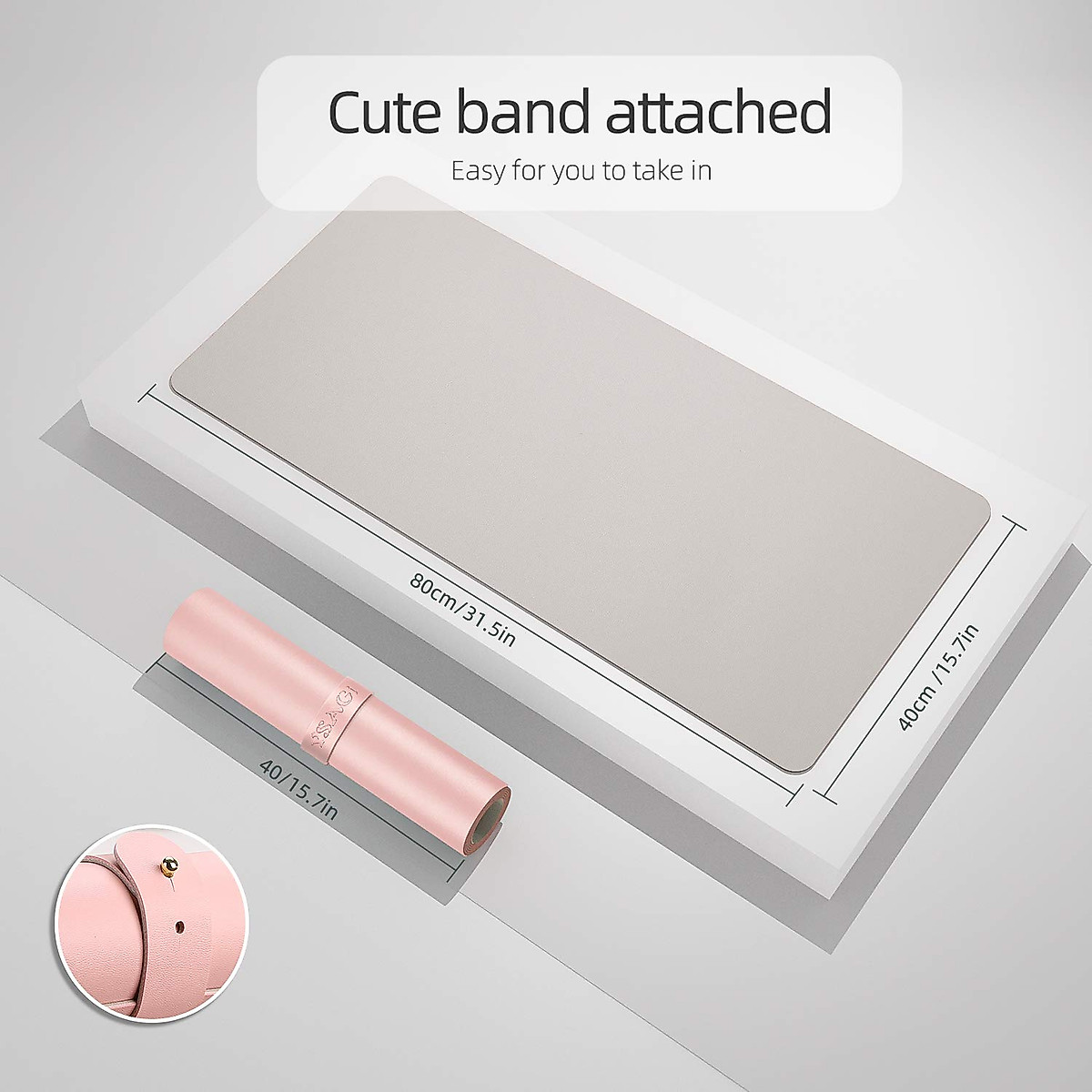 YSAGi Desk Mat, Mouse Pad,Waterproof Desk Pad,Large Mouse pad for Desk, Leather Desk Pad Large for Keyboard and Mouse,Dual-Sided Mouse Mat for Office and Home (31.5" x 15.7", Pink)