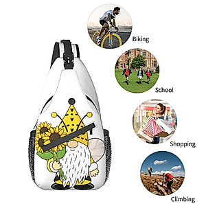 SUPLUCHOM Sling Bag Sunflower Gnomes Bee Farmhouse Hiking Daypack Crossbody Shoulder Backpack Travel Chest Pack for Men Women