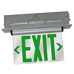 Elco Lighting EDGREC2G Recessed Transparent Edge Lit LED Exit Sign Green or Red Letters Single or Double Face