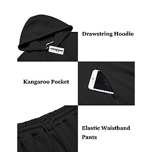 COOFANDY Mens Athletic 2 Piece Tracksuit Set Casual Sweatsuits hoodie Sweatpants Jogging Suits Black Small