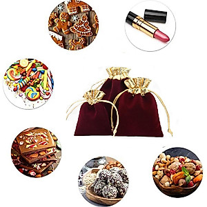 Snadulor 20 Pcs Soft Velvet Drawstring Pouches Bags for Jewelry,Wedding,Gift,Candy Bags,Party Favors,4x5 inch(Wine Red)