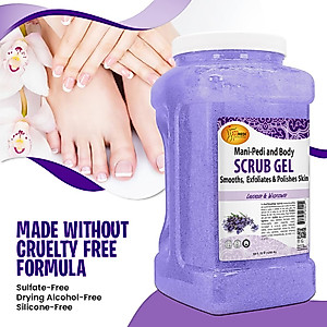 SPA REDI - Exfoliating Scrub Pumice Gel, Lavender and Wildflower, 128 Oz - Manicure, Pedicure and Body Exfoliator Infused with Hyaluronic Acid, Amino Acids, Panthenol and Comfrey Extract