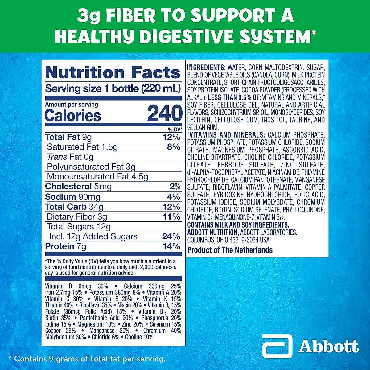PediaSure Grow & Gain with Fiber, 3g Fiber to Support a Healthy Digestive System, Nutrients for Immune Support, Kids Nutritional Shake, DHA Omega-3, Non-GMO, Chocolate, 7.4 fl oz (Pack of 24)
