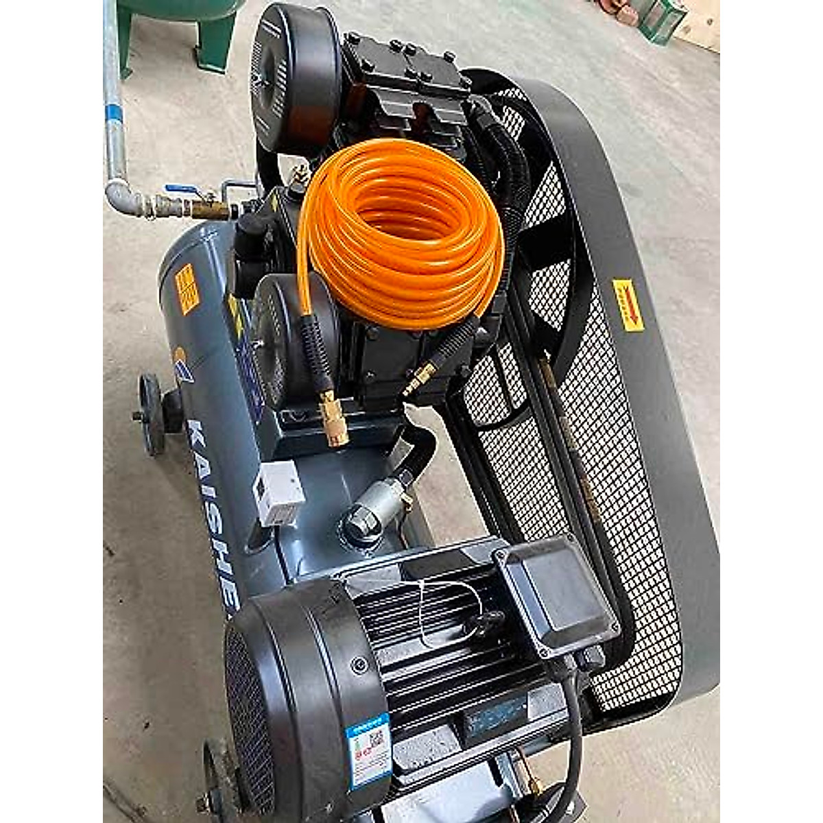 SANFU (PU) Polyurethane Reinforced 1/4”ID(6.3 x 9.8mm) x 100ft, Air Hose with 1/4-Inch Swivel Solid Brass Quick Coupler and Plug, Transparent Orange(100’)