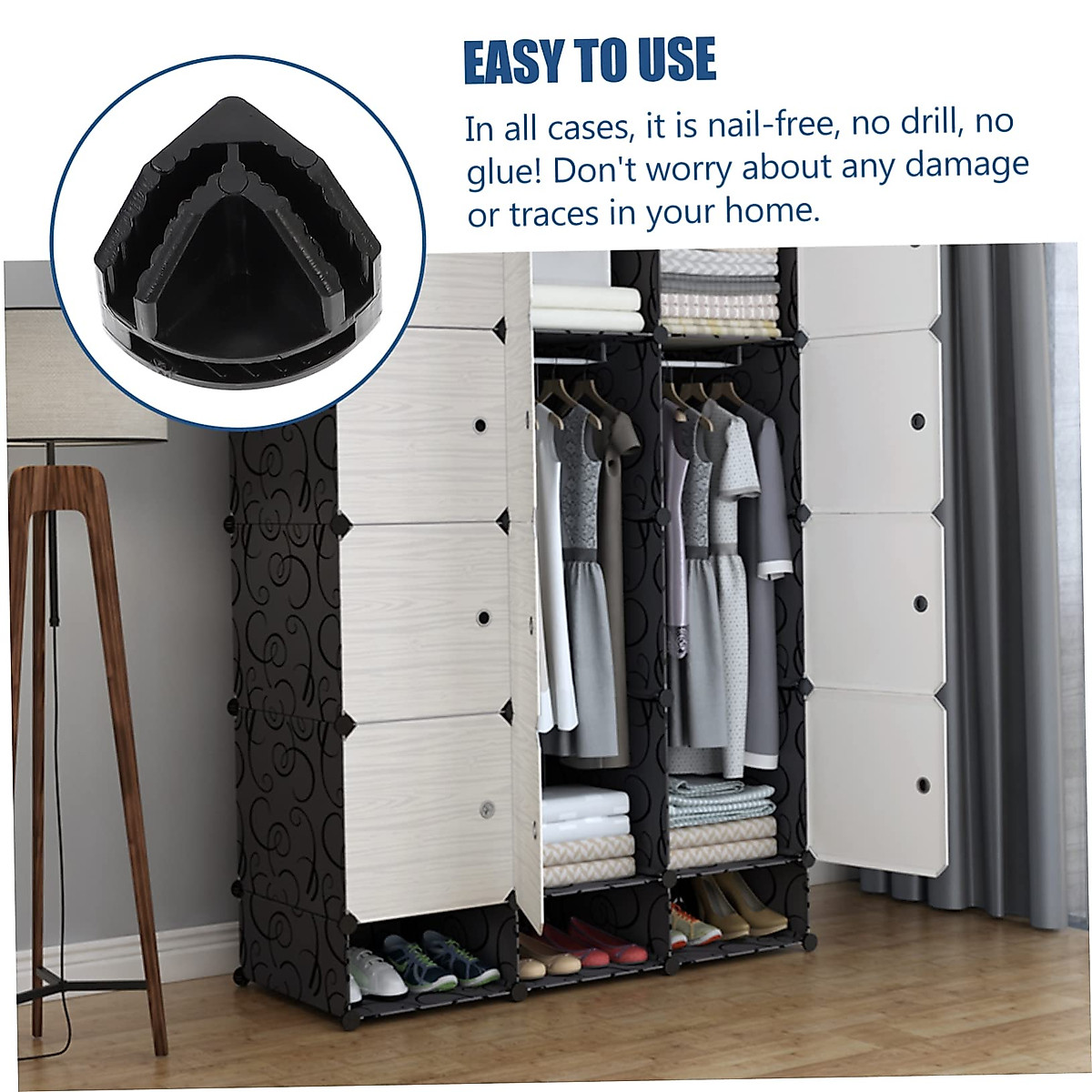 Garneck 20pcs Buckle electric wire connector storage shelves plastic metal wire shelving wire grid cube connectors for closet plastic wire connector modular organizer cube storage shelves