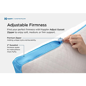 Nappler Side and Back Sleeper Pillow for Neck and Shoulder Pain Relief - Shredded Memory Foam Bed Pillow for Sleeping - 100% Adjustable Fill - Queen Size - Modal Washable Case. Extra Fill Included