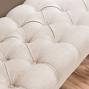 Christopher Knight Home Scarlett Tufted Fabric Ottoman / Bench, Light Beige