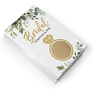 Printed Party Bridal Shower Games – Scratch Off Raffle Cards, Fun Wedding Shower Game, Botanical Eucalyptus Theme, 30 Cards & Stickers