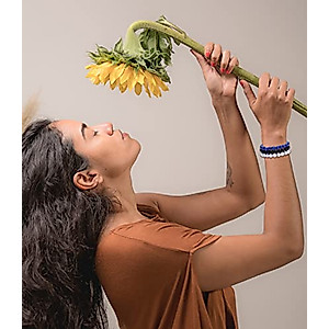 BOMAIL 3PCS Semi-Precious Gemstone Bracelet - Healing Crystal Stone Beaded Bracelets for Women Men 8mm Round Beaded Stretch Bracelets Unisex Stress Relief Yoga Bracelets Gifts