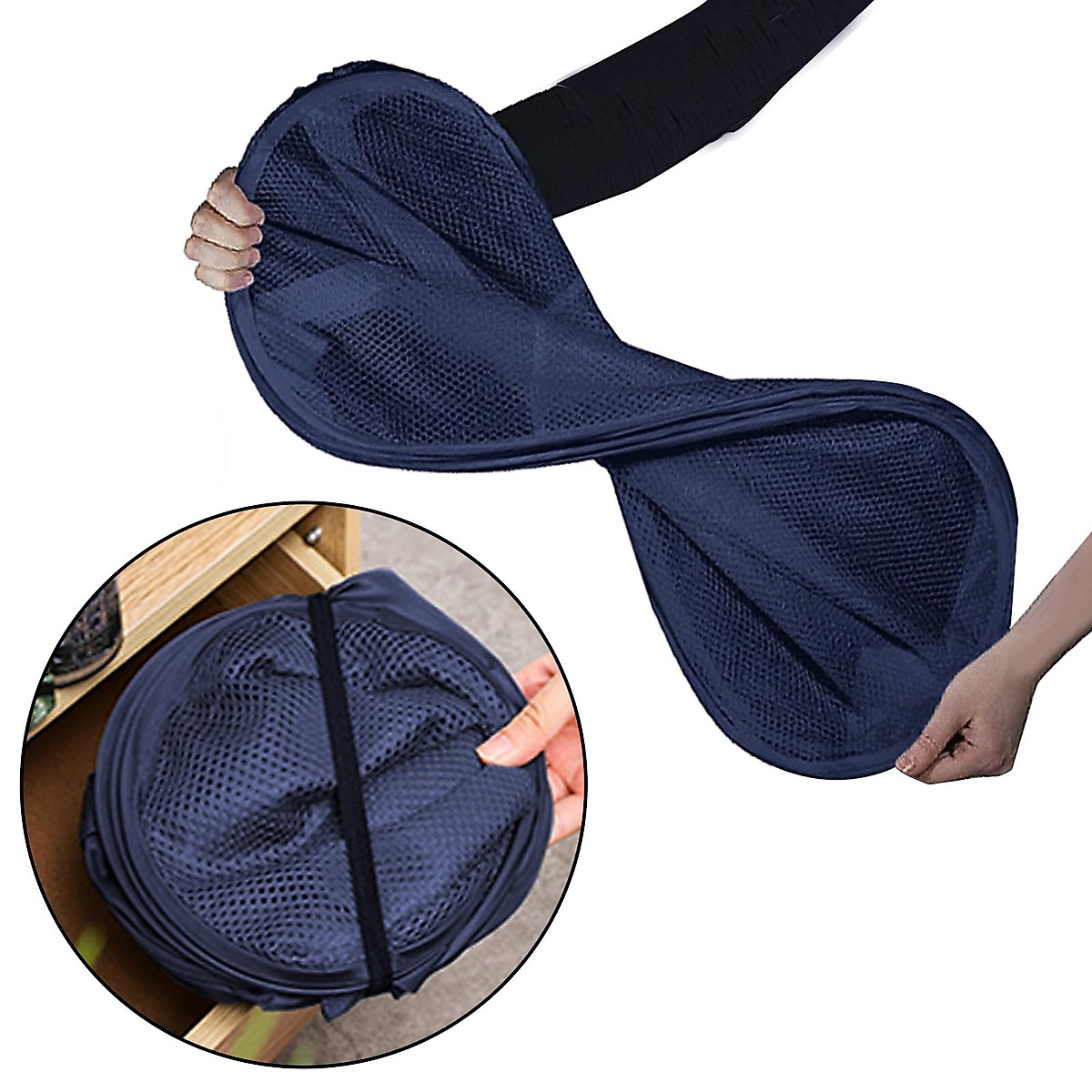 Aplter Collapsible Laundry Baskets Mesh Pop Up Laundry Basket Portable Laundry Hamper, Foldable Clothes Basket Storage Hampers (Blue - 2 Pack)