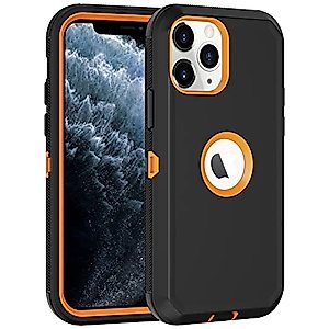 Aimoll-88 iPhone 11 Pro Max Case - Built-in Screen Protector, Heavy Duty Drop & Shockproof Protection, Dustproof, Black/Orange