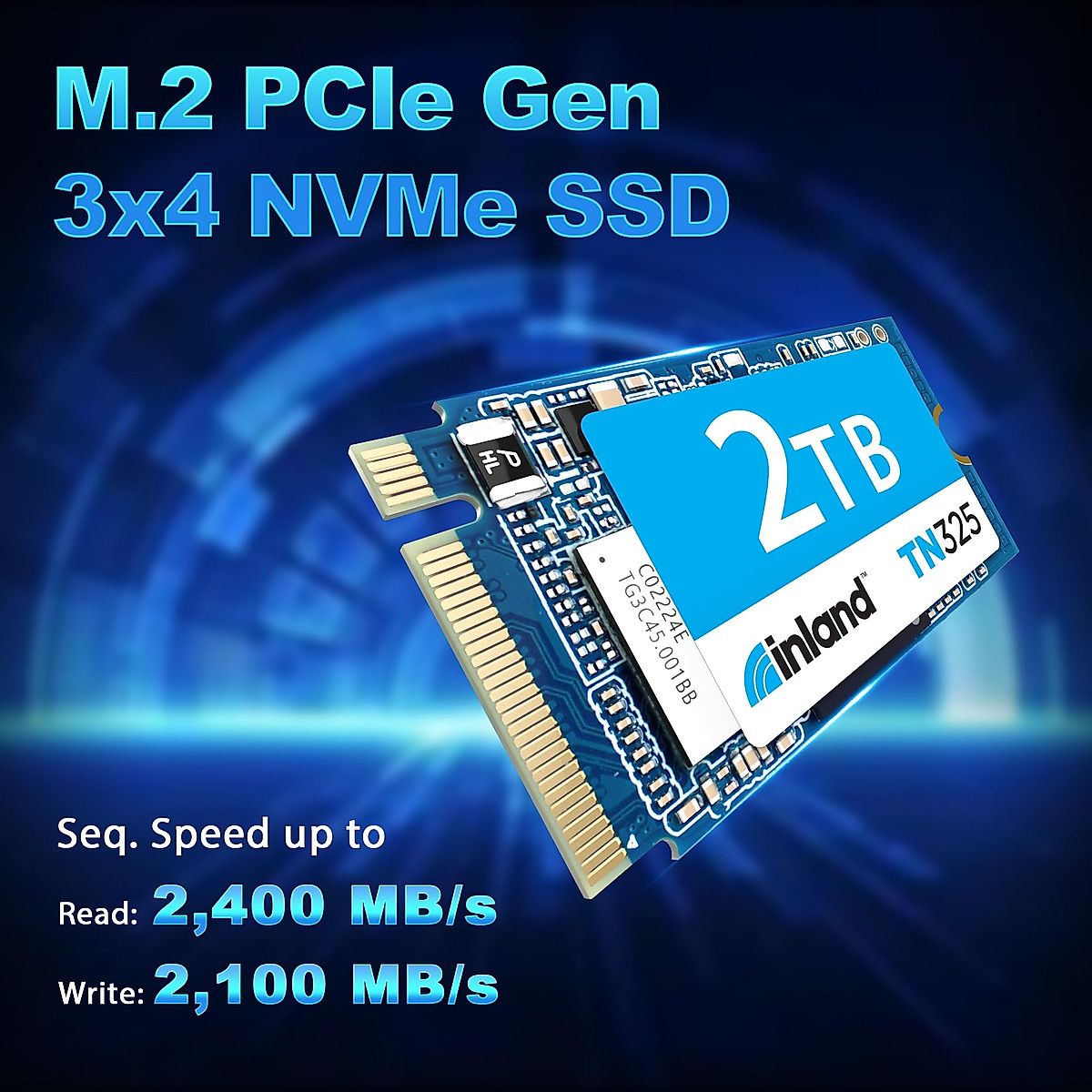 INLAND M.2 2242 2TB SSD NVMe PCIe Gen 3x4 Internal Solid State Drive 3D NAND TLC Read/Write Speed Up to 2,400/2,100 MB/s